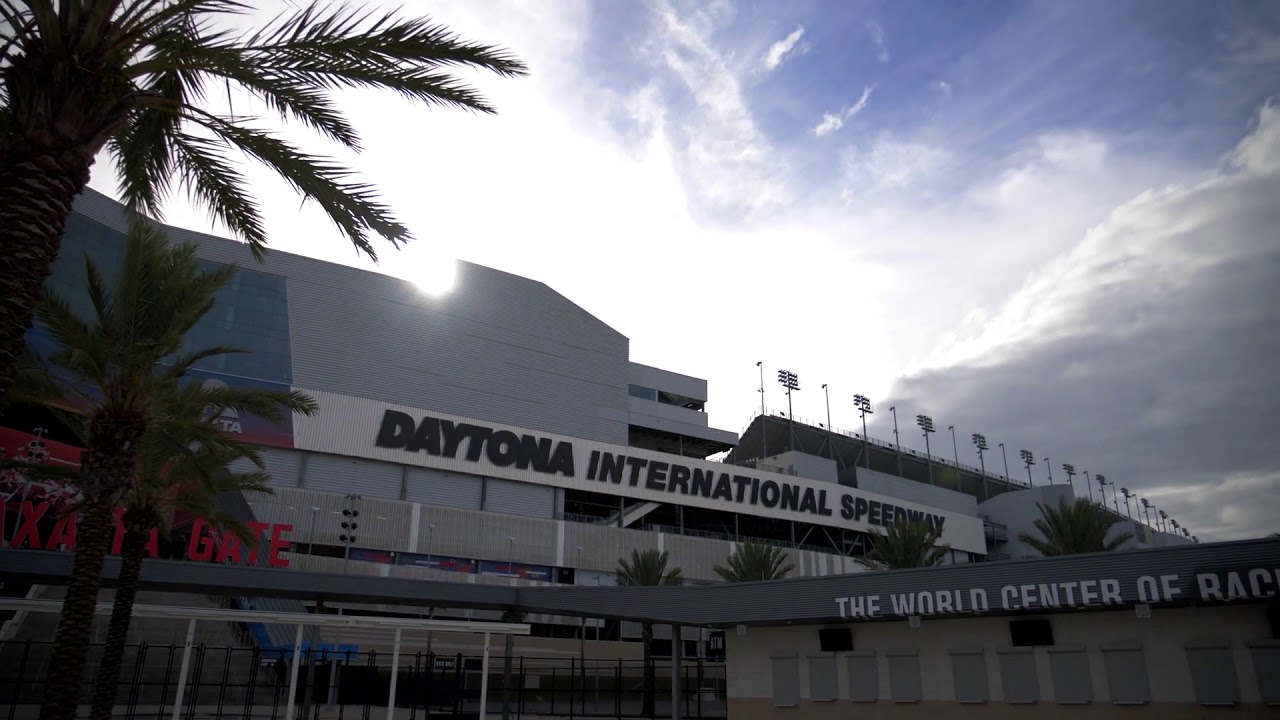 daytona international speedway sign with lens flare - YouTube