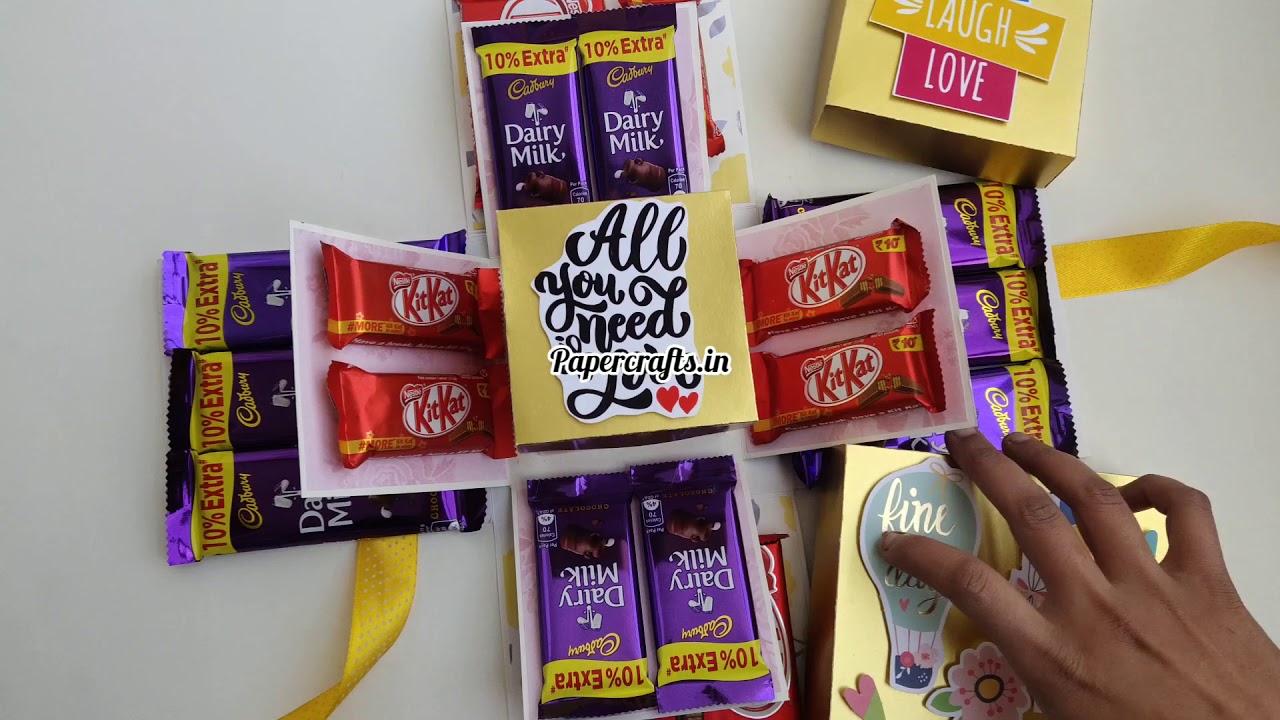 How to make explosion box/ chocolate explosion box - YouTube