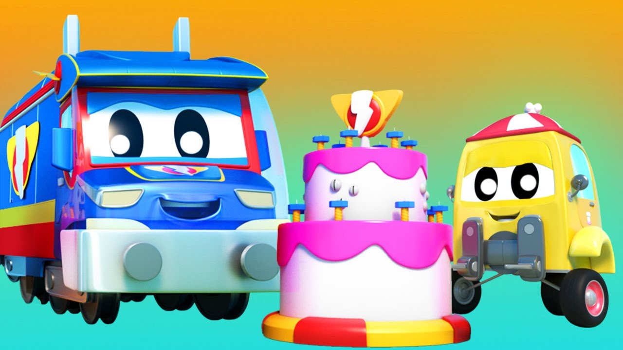 Super Truck - SUPER TRAIN helps FORKLIFT TRUCK with CAKE - Car City ...