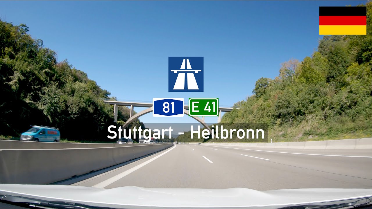 Driving in Germany: Autobahn A81 E41 from Stuttgart to Heilbronn - YouTube