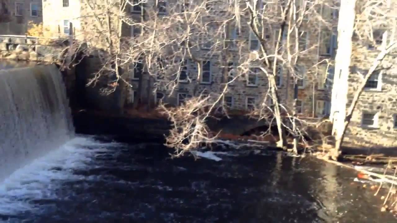 West Warwick River Walk waterfall - YouTube