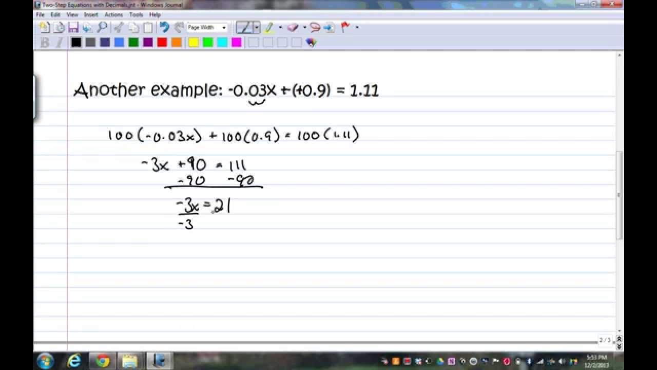 Two Step Equations With Decimals YouTube two-step-equations-with-decimals-youtube