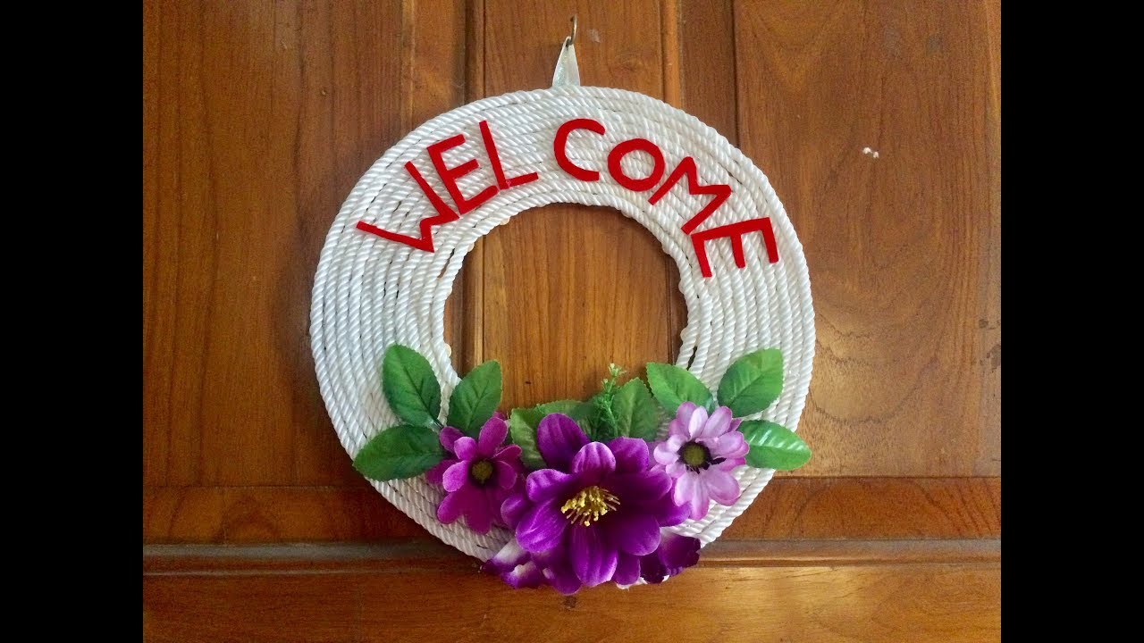 DIY rope crafts ideas. Welcome wall hanging from rope. DIY wall hanging ...