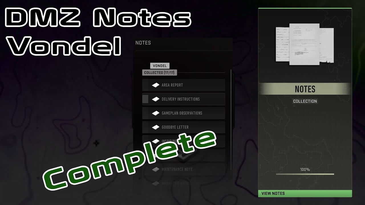 DMZ Vondel - All Notes locations | COD DMZ - YouTube