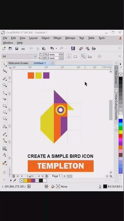 Create A Simple Bird Icon in CorelDraw - Templeton #shorts #coreldraw #icon #tutorial - YouTube