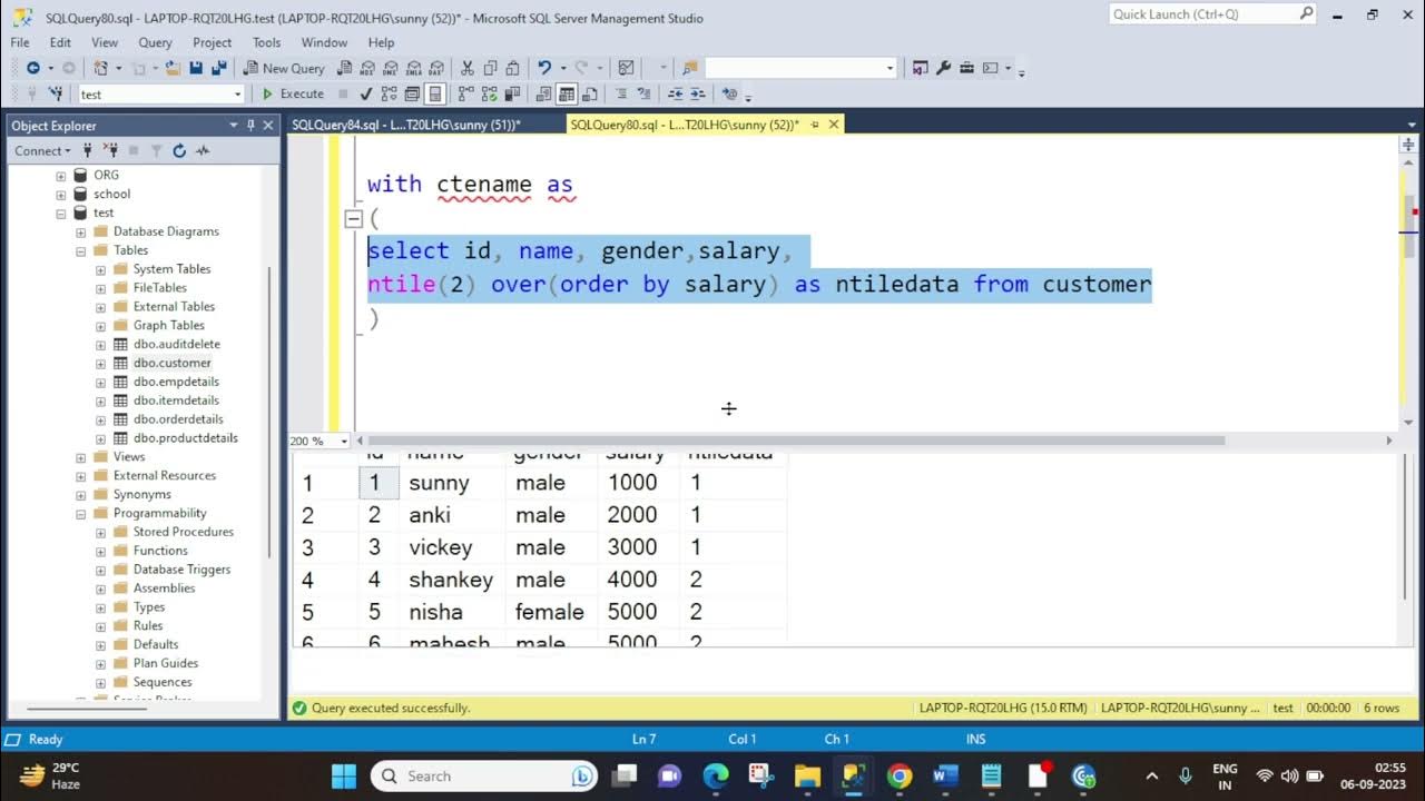 SQL Query to find how to sort rows into equal size groups and numbering the rows. Session 42 ...