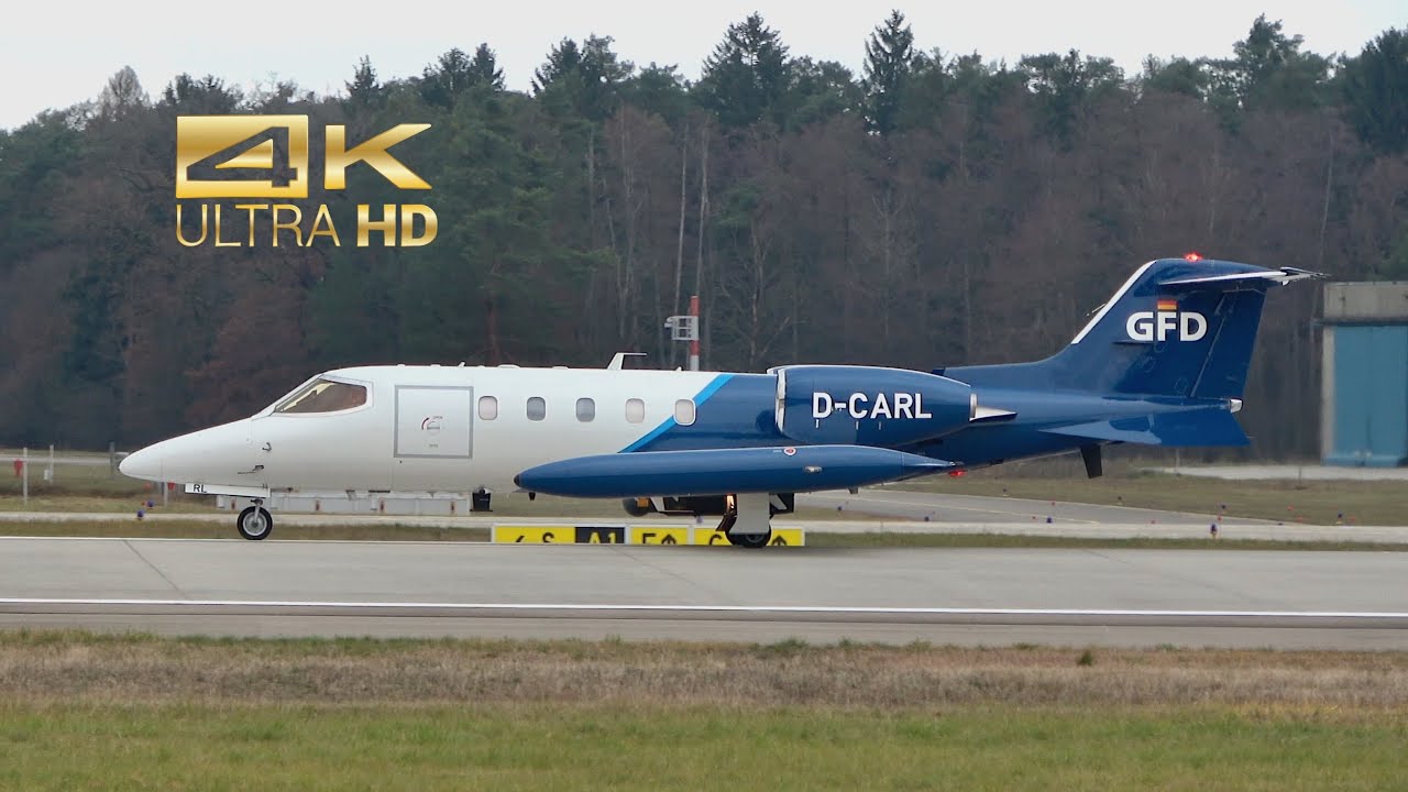 (4K) Gates Learjet 35A from the GFD D-CARL departure Manching Airport ...