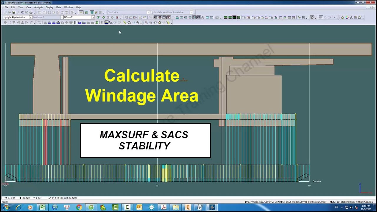 How to Calculate Wind Project Area in Maxsurf (SACS Stability) - Naval Architect - YouTube
