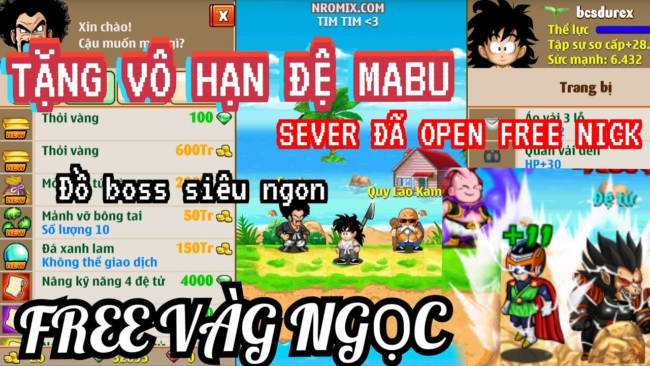 NRO LẬU | FREE OPEN FREE VÀNG NGỌC TẶG ĐỆ MABU VÔ HẠN CỰC ĐÔG GIAO DỊCH ...