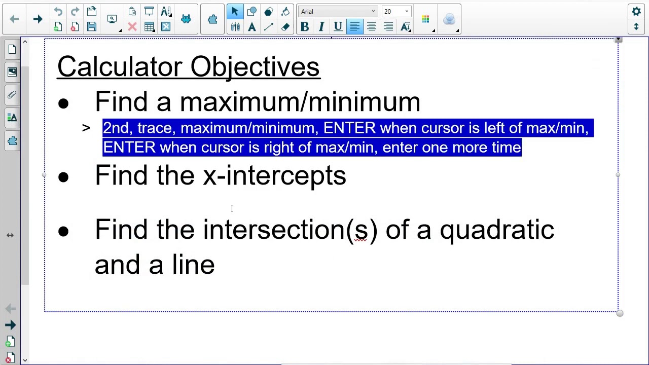 Quadratics - Calculator Objectives - YouTube