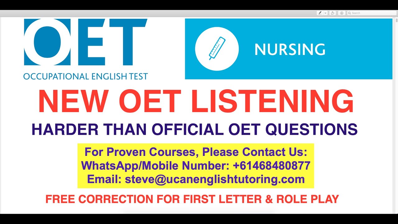 Brand New OET Listening Questions & Answers #oetlistening #oet #ucan ...
