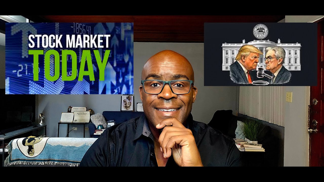 Stocks waver as Trump says he's "not planning" to fire Powell - YouTube