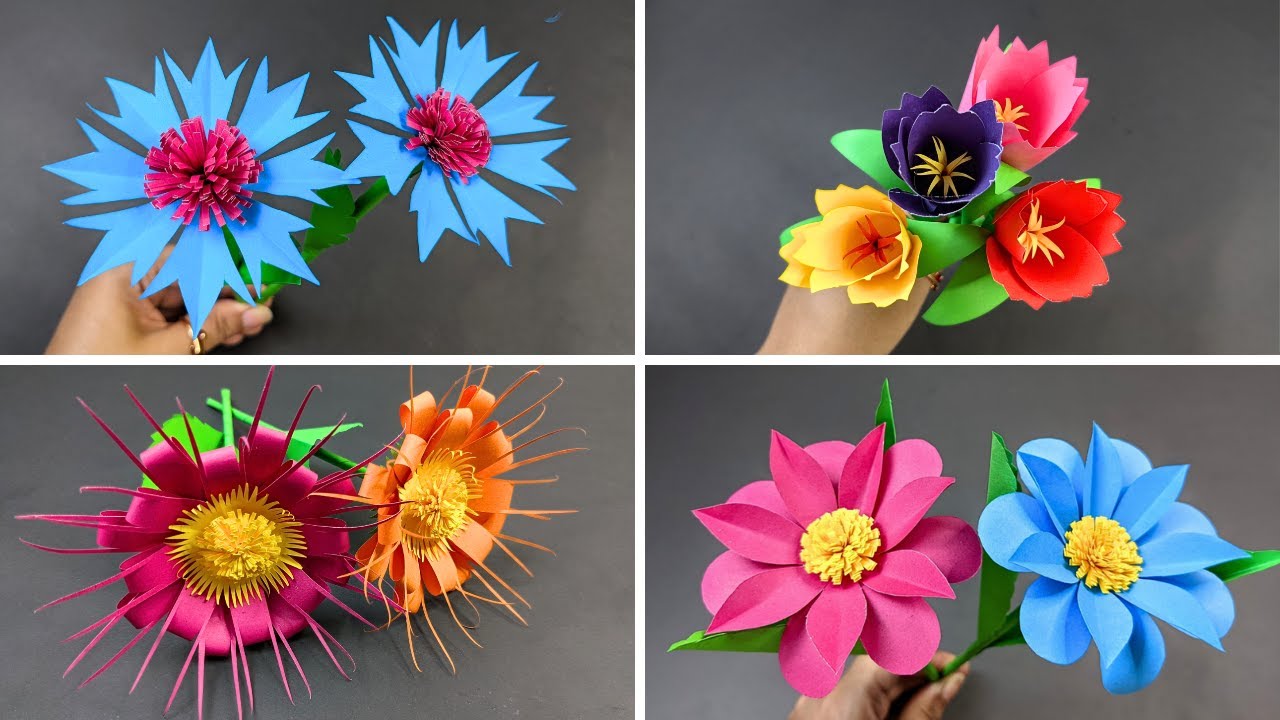 Flower making with paper | Origami Flower | Flores de papel | Paper ...