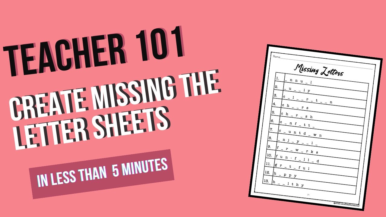 How to make a Missing the Letter Worksheet in 5 minutes - YouTube