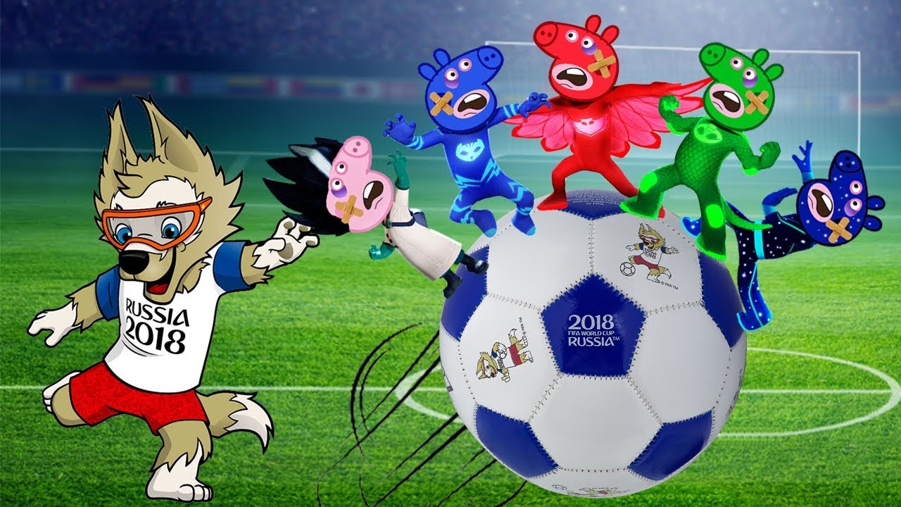 FIVE LITTLE PEPPA PIG PJ MASKS JUMPING ON THE 2018 FIFA WORLD CUP ...