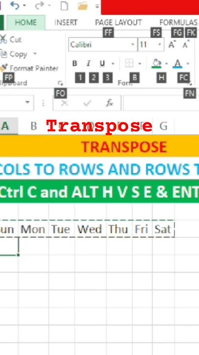 Transpose #shorts #short #shortfeeds #shortvideo #excel #exceltips #exceltricks - YouTube
