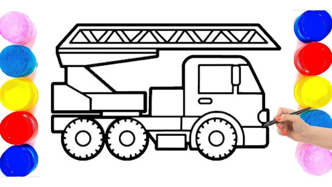 Crane Drawing painting and colouring for kids and Toodlers 🚜 How to ...