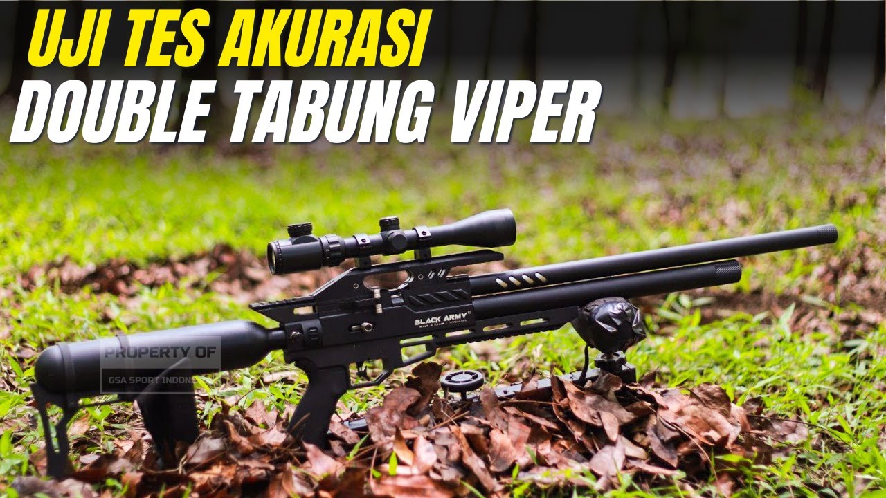 Uji Tes Akurasi Senapan PCP Predator Double Tabung Black Army Viper ...