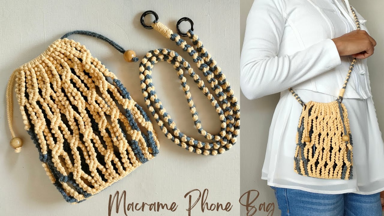 Macrame Tutorial - Bucket Bag || Macrame Phone Bag || Tutorial Tas ...