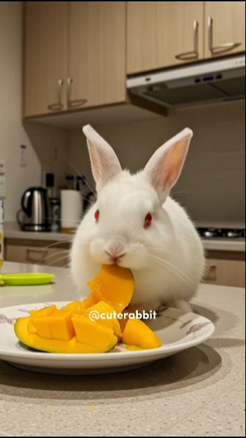 White Rabbit Eating Mango🐰🥭So Cute #animallovers #rabbit #cute # ...
