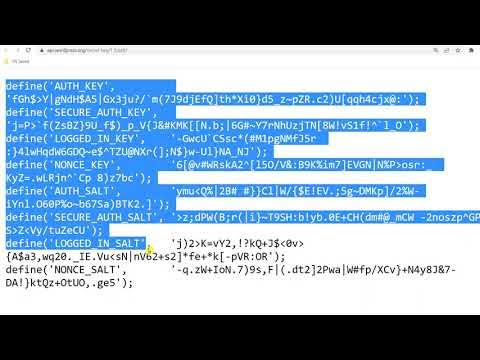 Prevent malware by install WordPress security keys in file wp-config.php - YouTube