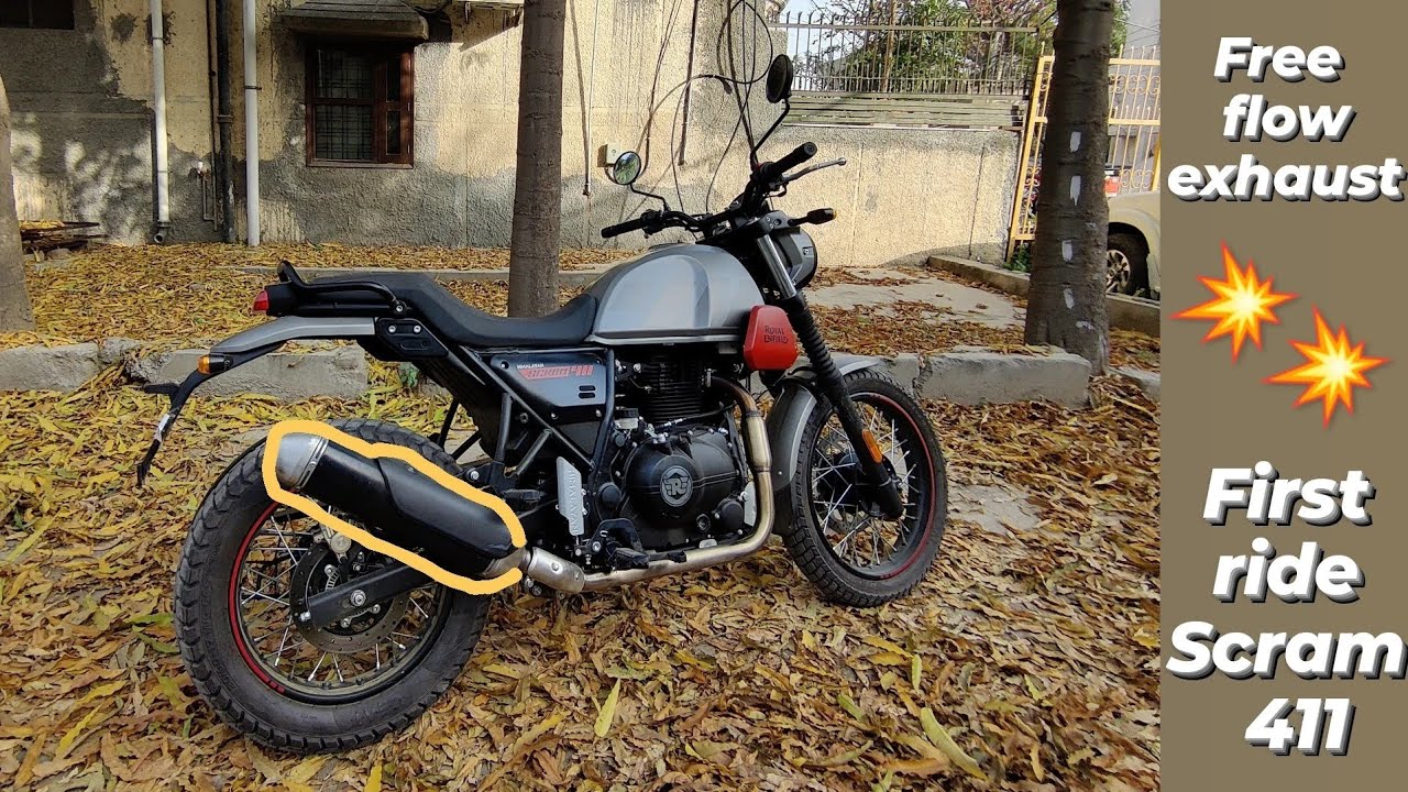 Loud Exhaust in Scram 411 | Free flow silencer in Scram 411 Himalayan ...
