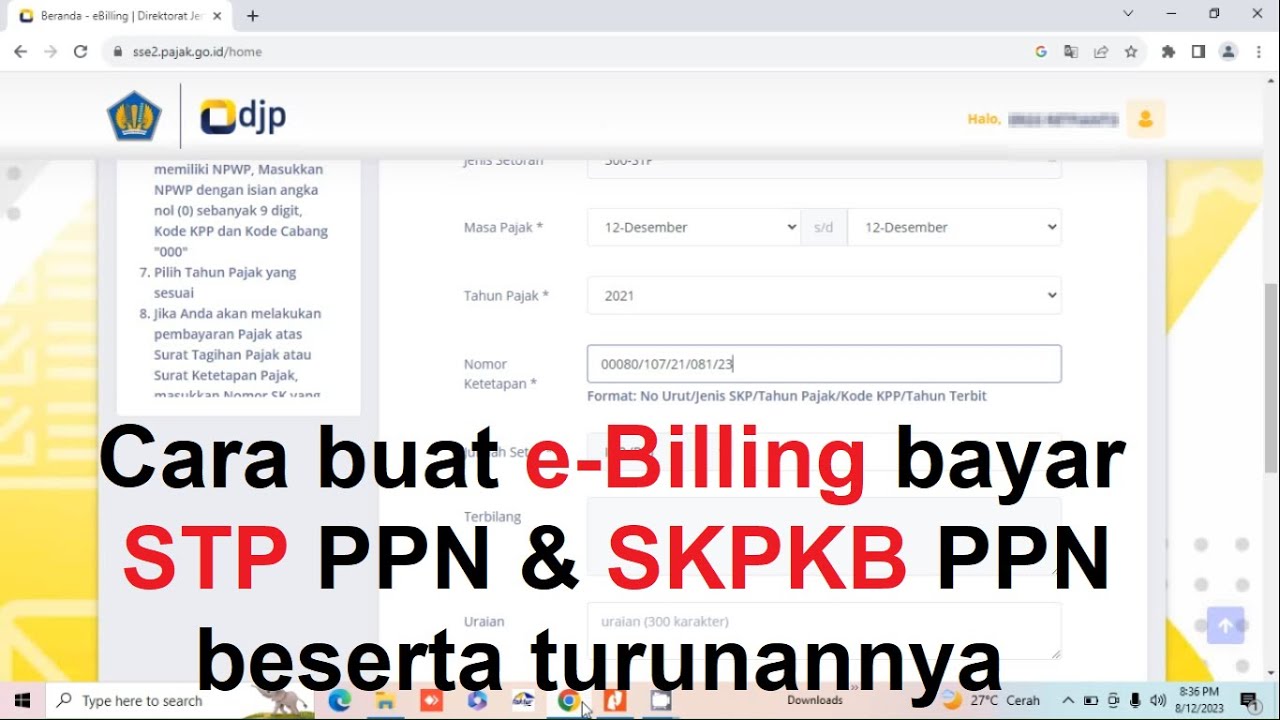 Cara buat e Billing bayar STP PPN dan SKPKB PPN beserta turunannya ...