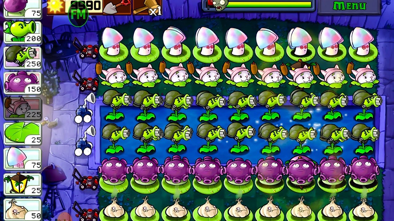 Pvz Survival Fog Strategy (1,2,3,4,5)Flags | Plants Vs zombies Mod ...