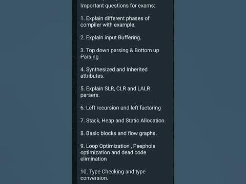 Compiler Design important questions part 1 - YouTube