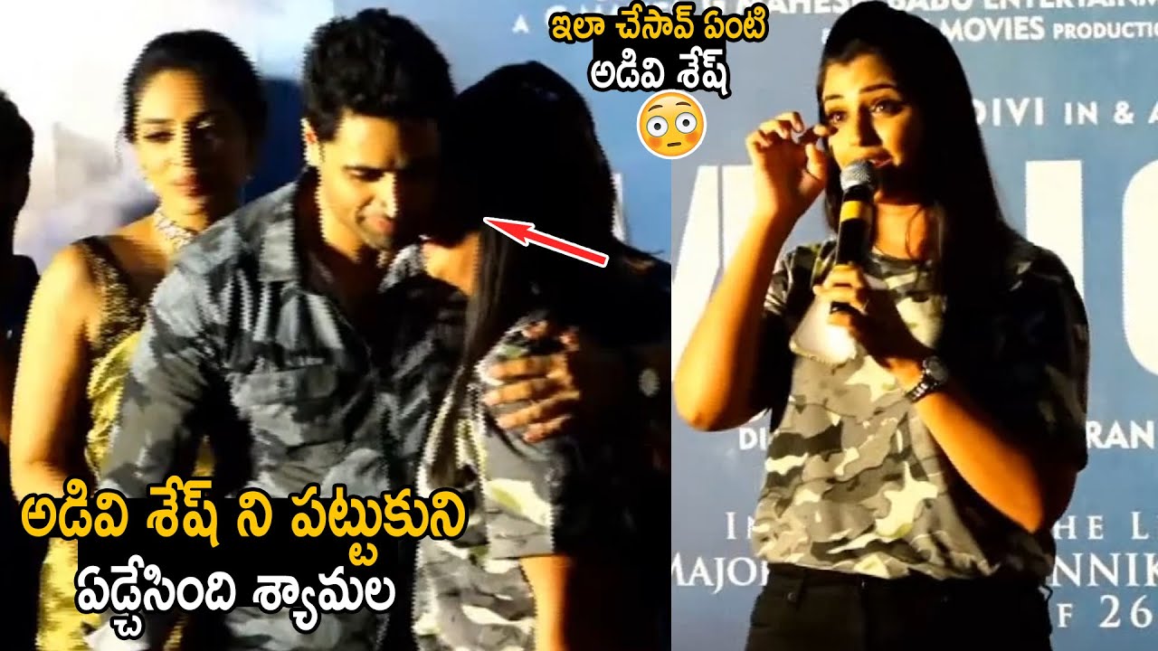 Anchor Shyamala Holds Adivi Sesh And Crying | Major Movie Pre Release ...