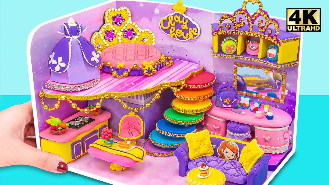 Build Luxury Purple Miniature House with Dress, Makeup Set for Pink ...