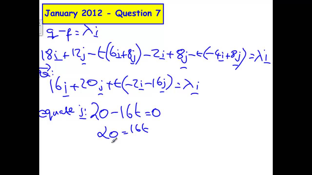 M1 - Vectors (Edexcel A Level Maths, January 2012, part 2) - YouTube