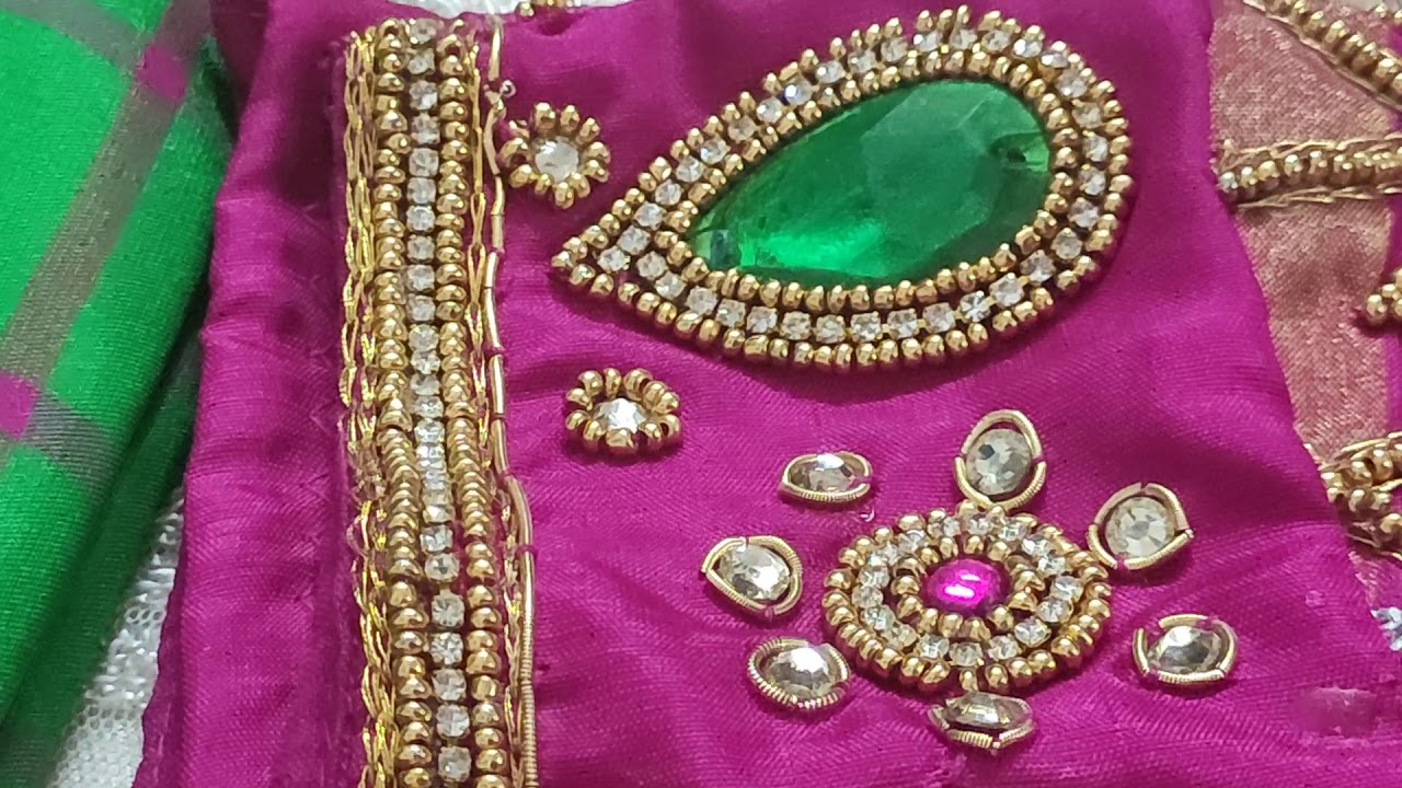 Simple bridal work ll maggam work ll Stone with bead ll by Rose's ...