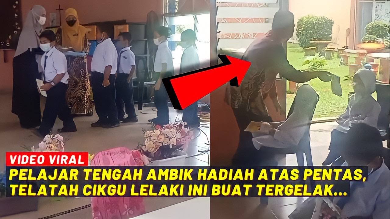 PELAJAR TENGAH AMBIK HADIAH ATAS PENTAS, TELATAH CIKGU LELAKI NI BUAT ...