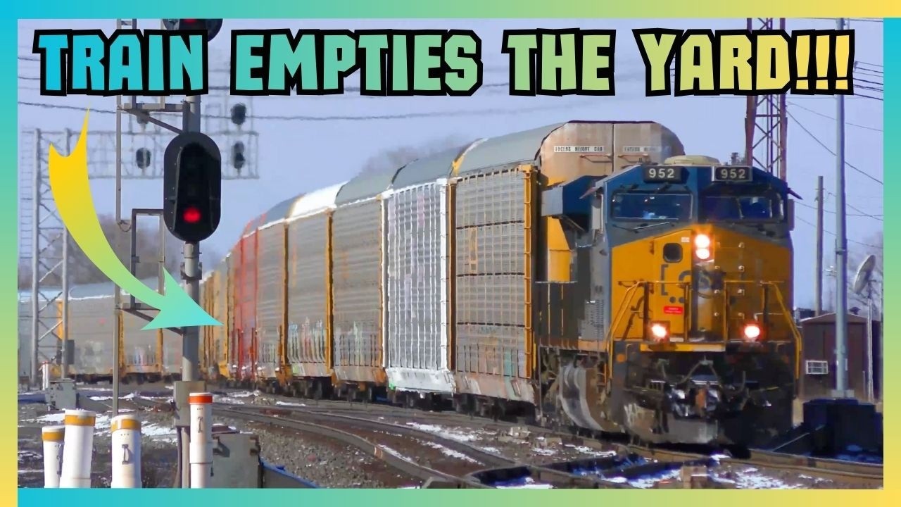 2 miles long train empties the yard with HARD working DPU!!! Hitting ...