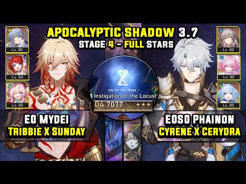 E0 Mydei Carry & E0 Phainon Carry W/ Cyrene (3 Stars) Apocalyptic Shadow 4 Honkai Star Rail 3.7