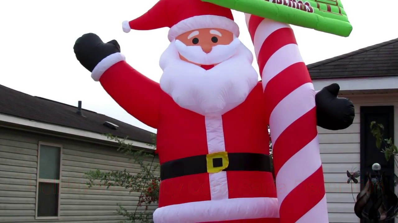 Holidayana 13 ft tall Candy Cane Santa Claus Inflatable Christmas ...