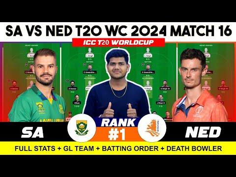 NED vs SA , NED vs SA Match 16TH T20 Prediction, NED vs SA Team Today ...