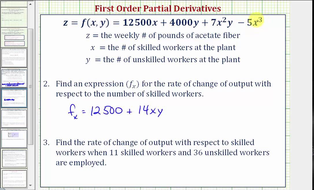 Ex: Application of First Order Partial Derivative (Change in Production) - YouTube