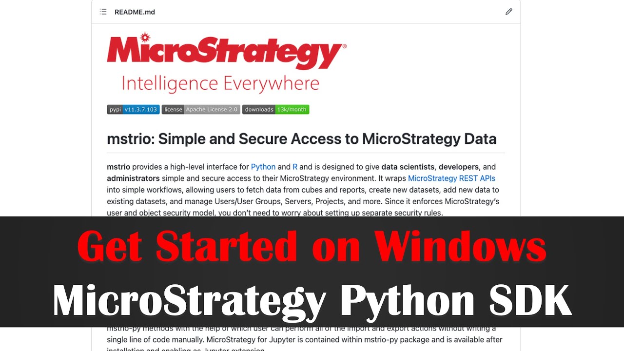 Get Started With Microstrategy Python Sdk Mstrio Py On Windows Youtube