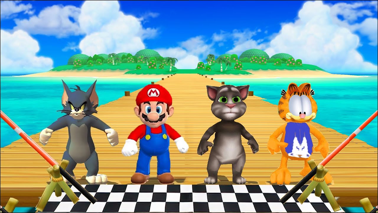 Mario Party 9 MiniGames Tom Vs Mario Vs Garfield Vs Talking Tom (Master ...