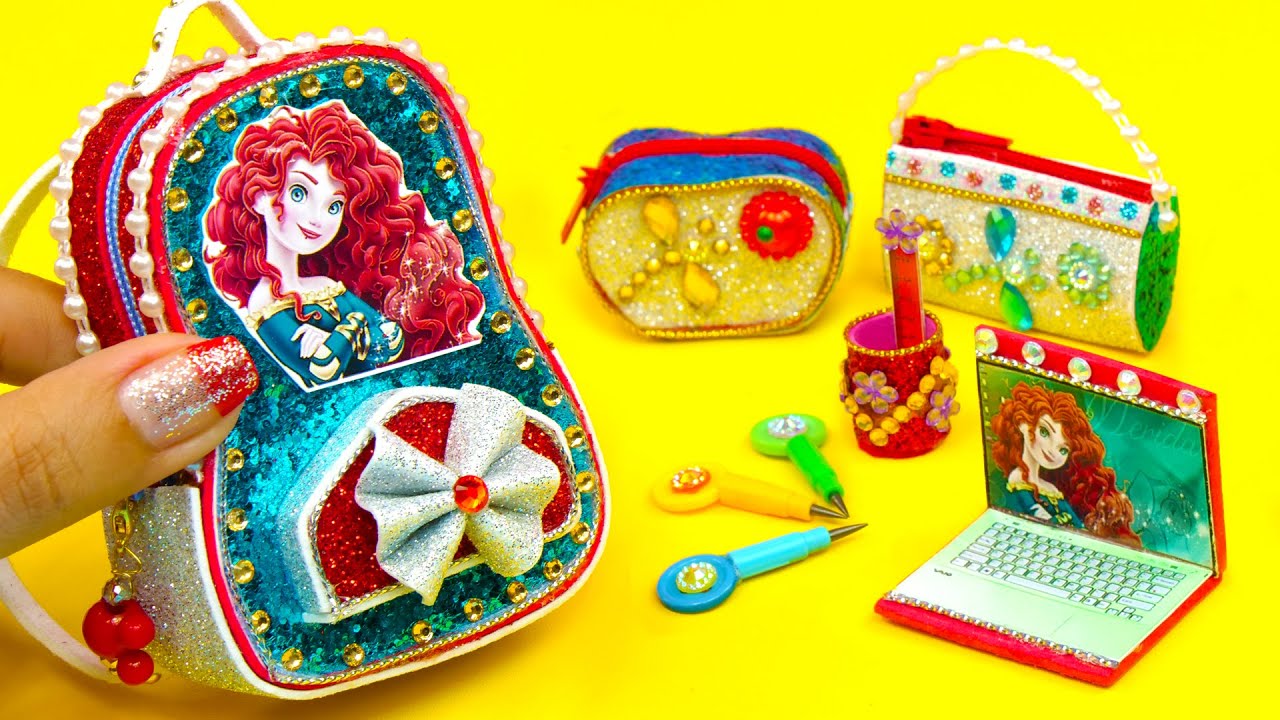10 DIY Miniature Merida School Supplies ~ Backpack, Notebook, Pencil ...