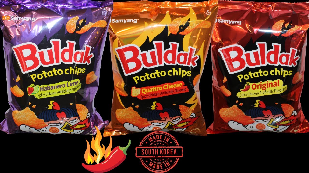 Samyang Buldak Spicy Chicken Potato Chips: Habanero Lime, Quattro ...
