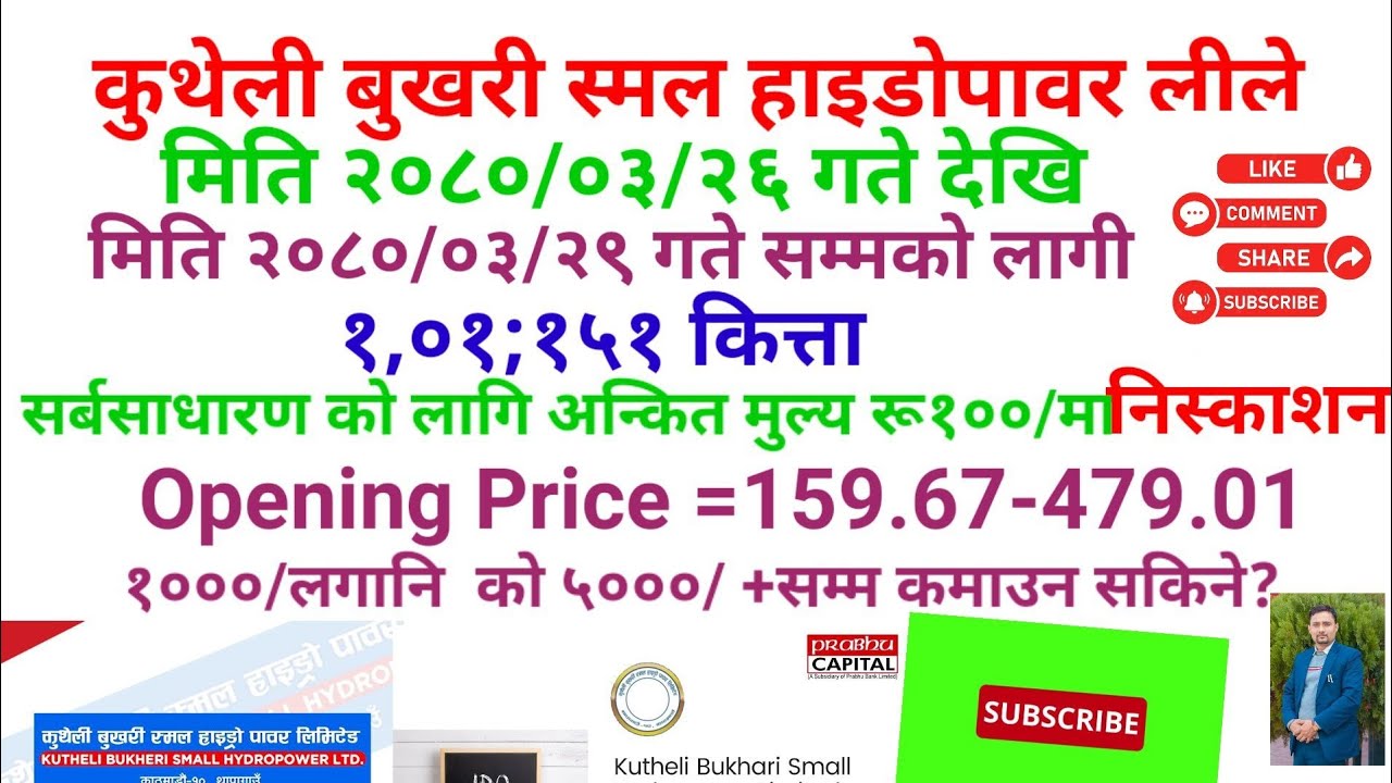 Kutheli bukhari small hydropower limited ipo। kutheli bukhari small ...