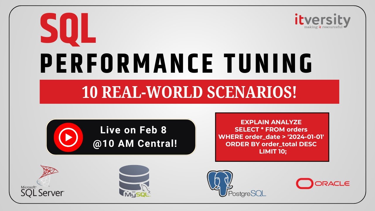 Part 1: SQL Performance Tuning: 10 Real-World Scenarios - YouTube
