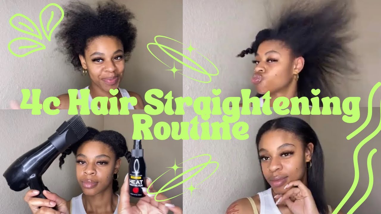 My Updated Hair Straightening Routine For 4b/4c Textured Hair 💫 - YouTube