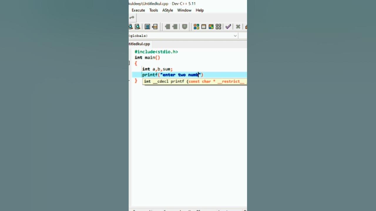 Sum Of Two Numbers Program In C Language Coder Coding Programming Youtube