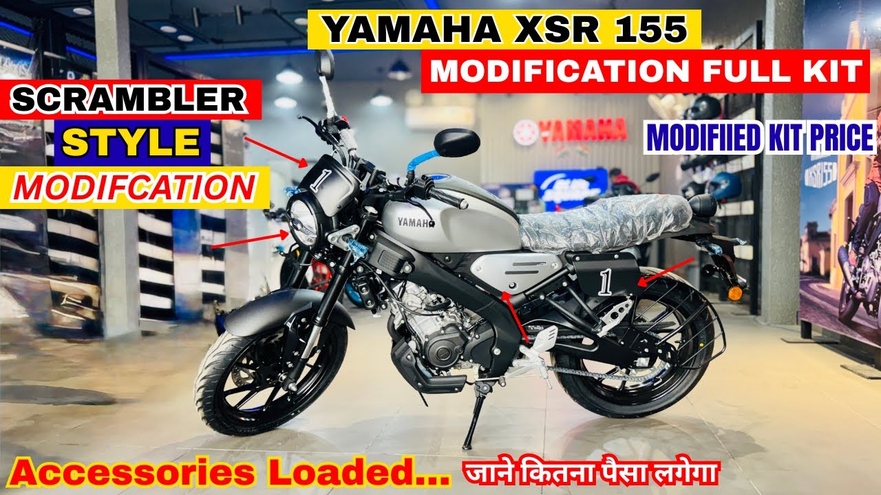 Yamaha XSR155 Modification Details Review | Kit Price | Full Scrambler ...