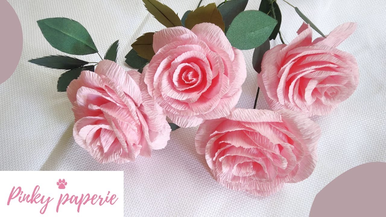 Bunga Mawar Dari kertas Crepe | Easy To Make Paper Rose | Diy Paper ...