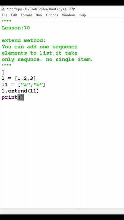 Extend Method In Python Shorts Python Coding Pythontricks Youtube
